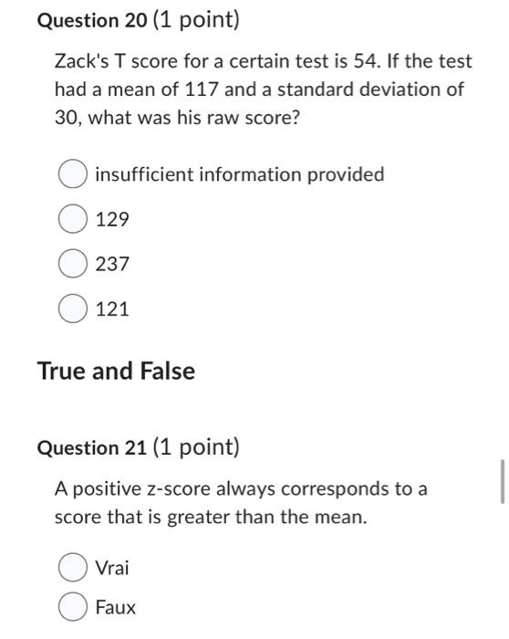 Solved Zack's T score for a certain test is 54 . If the test | Chegg.com