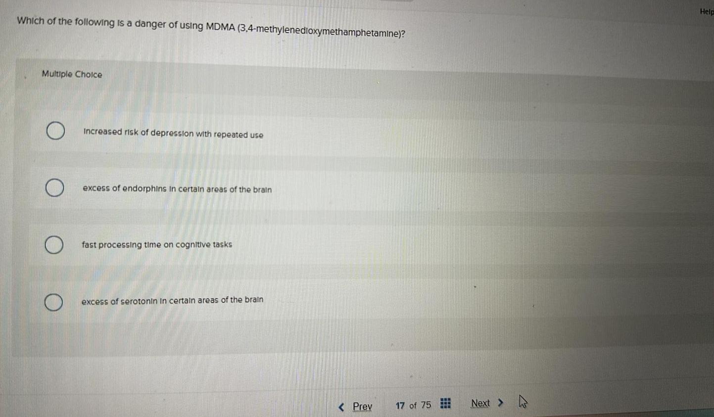 Solved Which of the following is a danger of using MDMA | Chegg.com