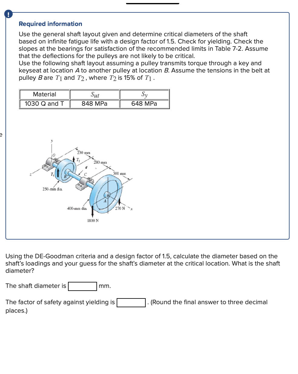 Required informationUse the general shaft layout | Chegg.com