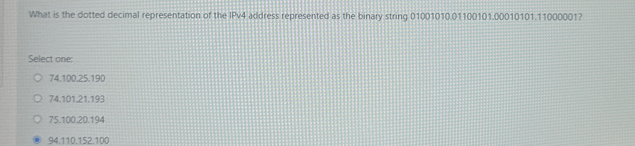 Solved What is the dotted decimal representation of the IPv4 | Chegg.com