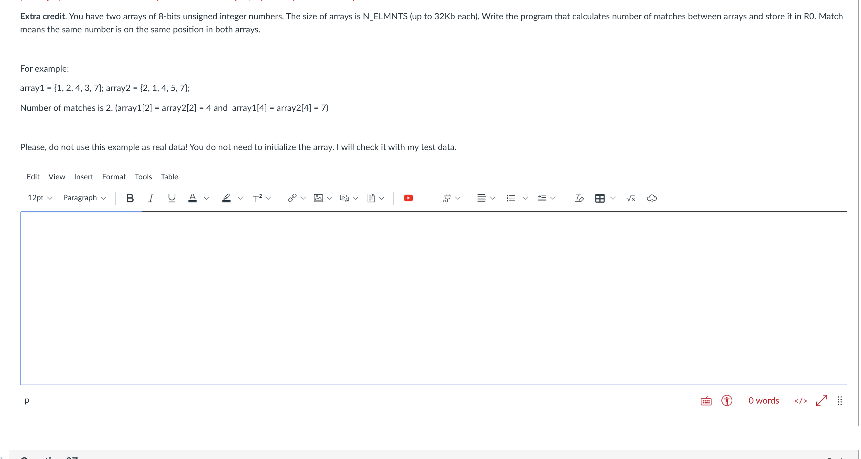 Solved Extra credit. You have two arrays of 8 -bits unsigned | Chegg.com