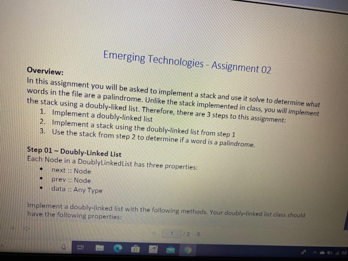Emerging Technologies - Assignment 02 Overview: In | Chegg.com