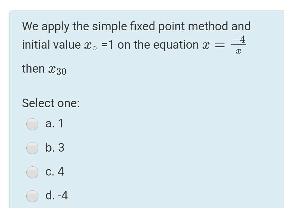 Solved We apply the simple fixed point method and initial | Chegg.com
