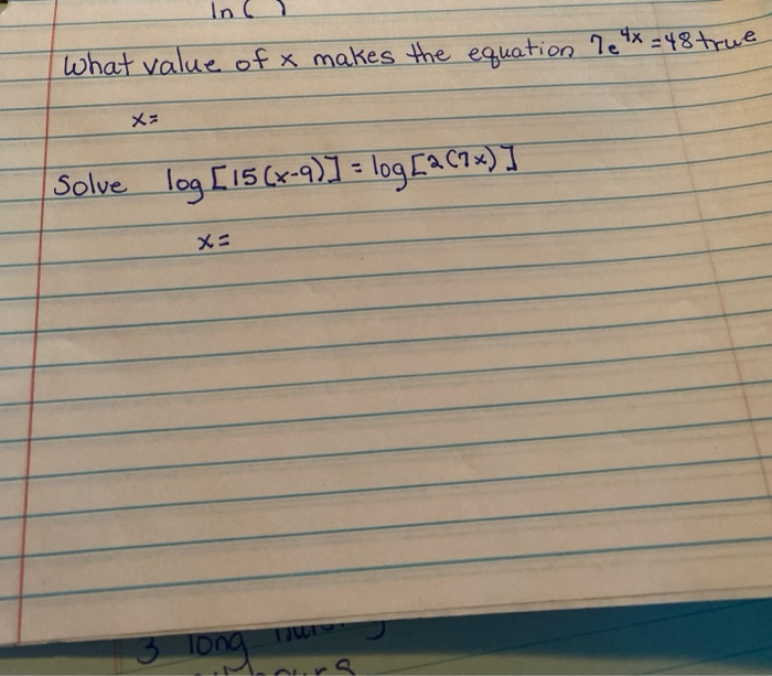 Solved What value of x makes the equation de 4x = 48 true X- | Chegg.com