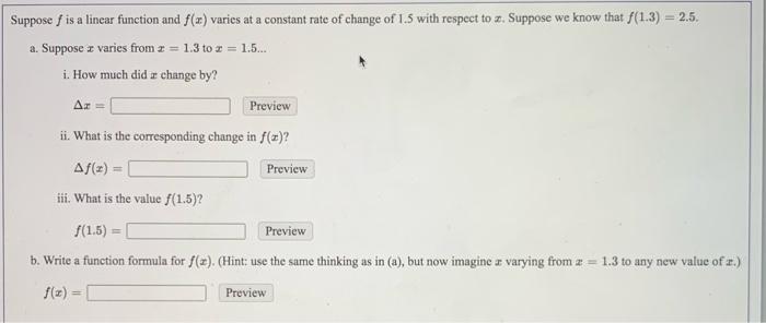 Solved Suppose F Is A Linear Function And F X Varies At A