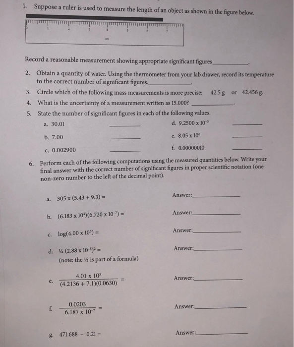 Solved 1. Suppose a ruler is used to measure the length of | Chegg.com