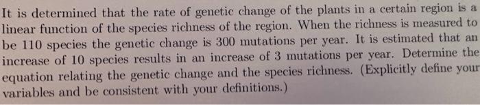Solved It is determined that the rate of genetic change of | Chegg.com