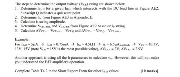 Solved The steps to determine the output voltage (VCE) swing | Chegg.com