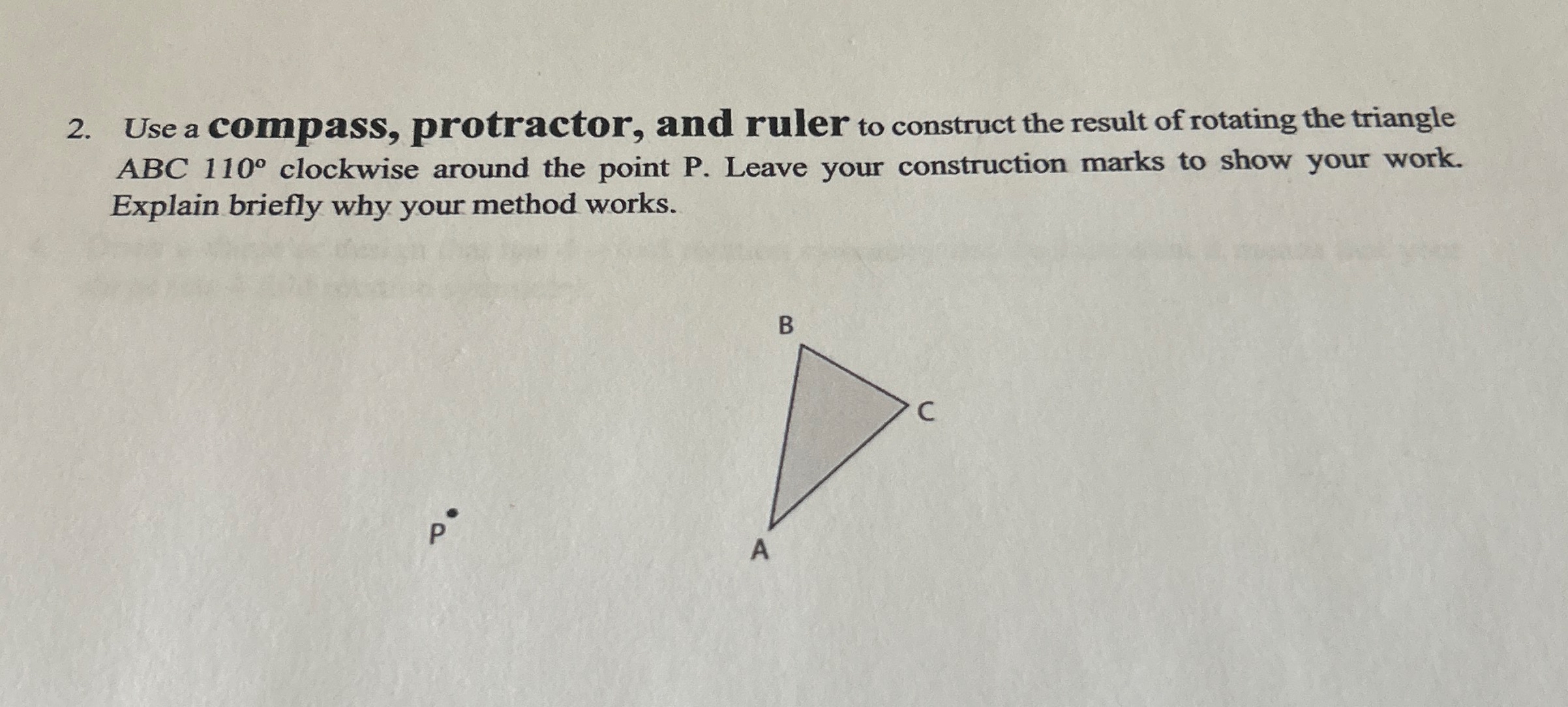 Solved Use a compass, protractor, and ruler to construct the | Chegg.com