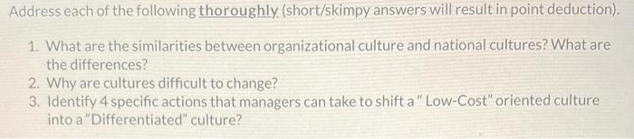 Solved Address each of the following thoroughly | Chegg.com