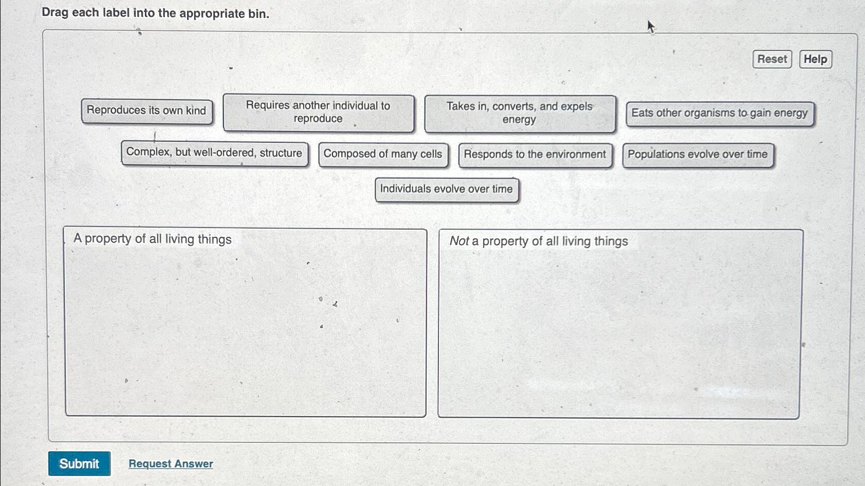 Solved Drag each label into the appropriate bin.Requires | Chegg.com