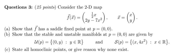 Solved Questions 3: (25 points) Consider the 2-D map | Chegg.com