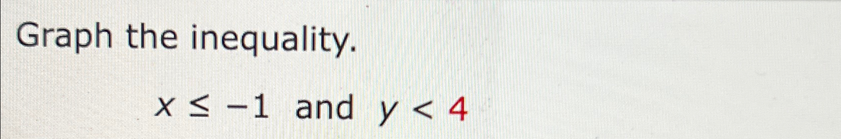 Solved Graph the inequality.x≤-1 ﻿and y