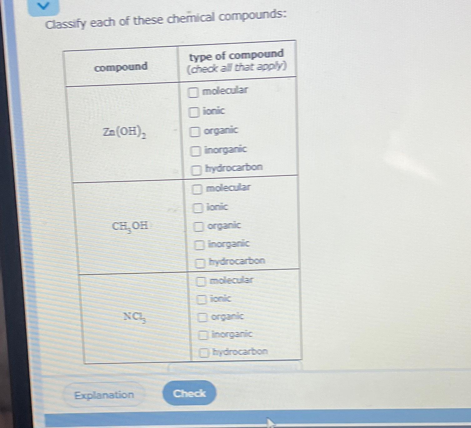Solved Classify each of these chemical | Chegg.com