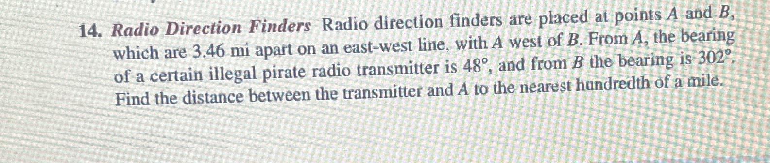 Solved Radio Direction Finders Radio direction finders are | Chegg.com