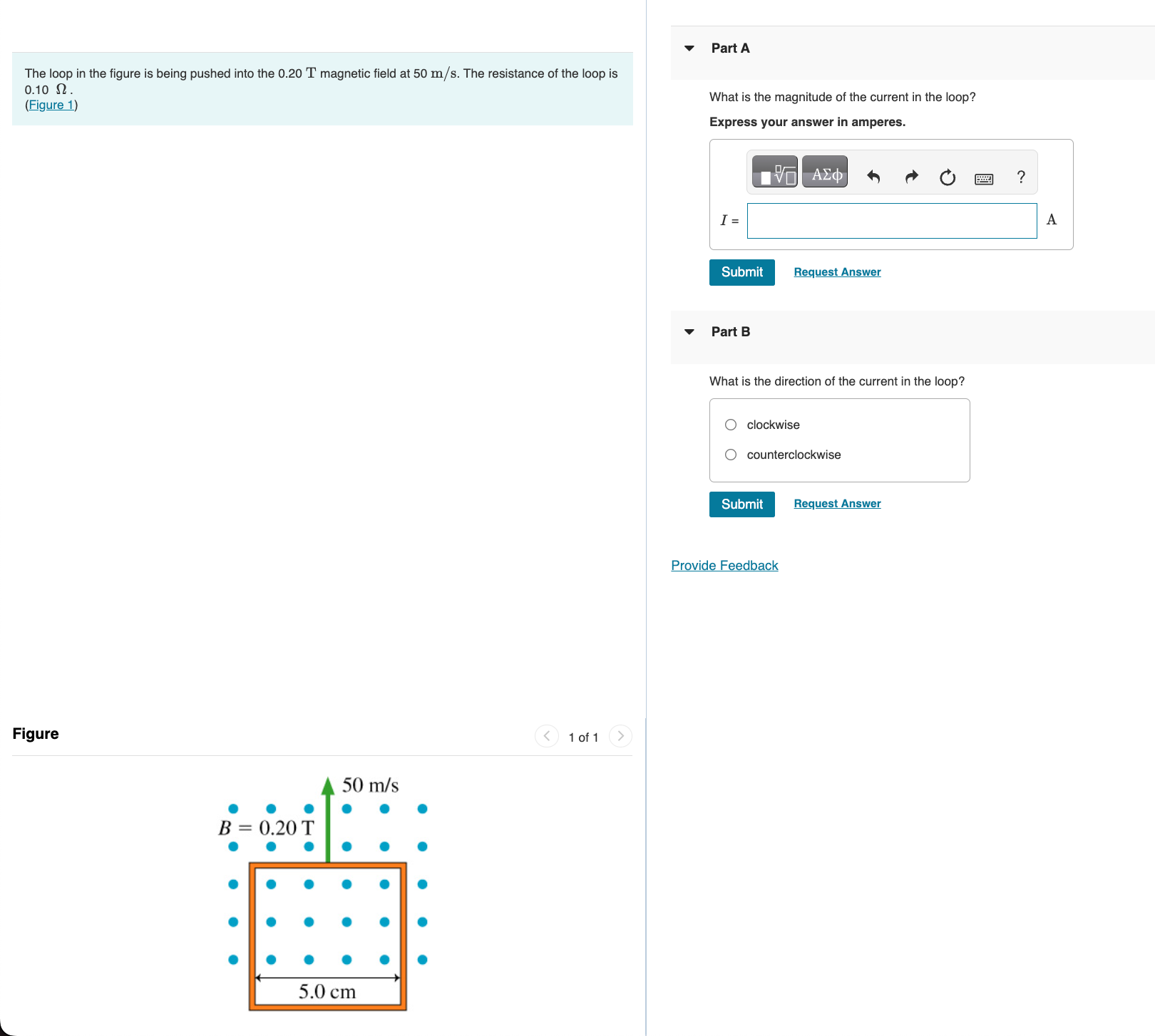 Solved The loop in the figure is being pushed into the 0.20T | Chegg.com