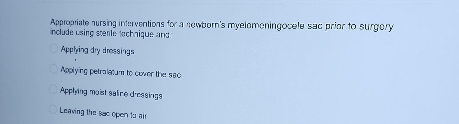 Solved Appropriate nursing interventions for a newborn's | Chegg.com