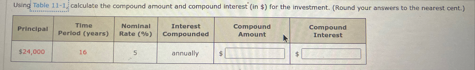 Solved Using Table 11-1 ﻿calculate the compound amount and | Chegg.com