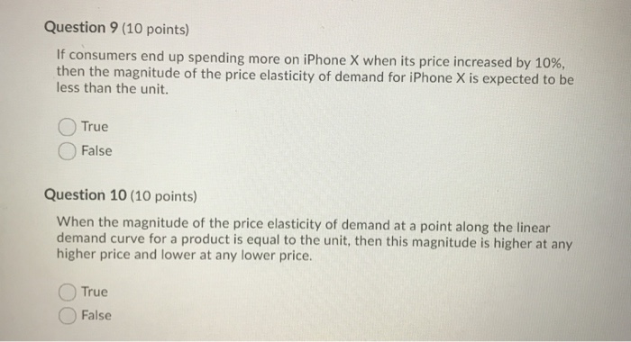 Solved Question 1 (10 points) Saved Price elasticity of | Chegg.com