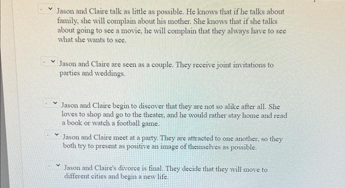 Jason and Claire talk as little as possible. He knows | Chegg.com