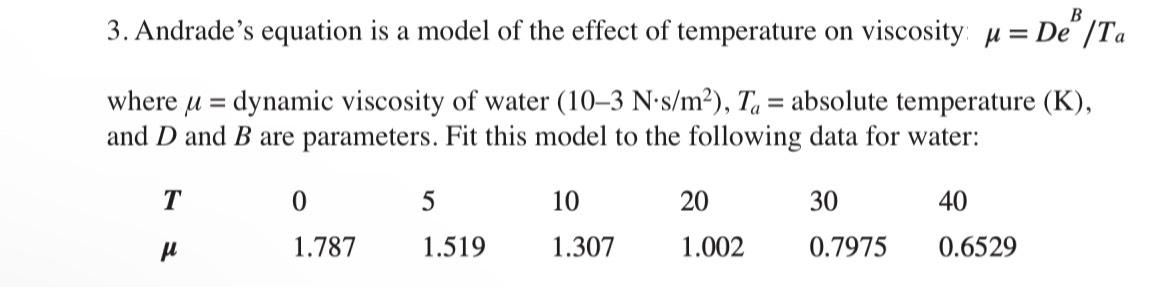 Solved Using Matlab CodeAndrade's equation is a model of the | Chegg.com