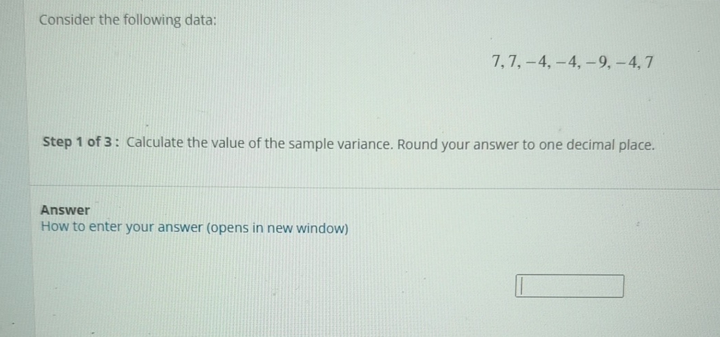 Solved Consider the following data:7,7,-4,-4,-9,-4,7Step 1 | Chegg.com