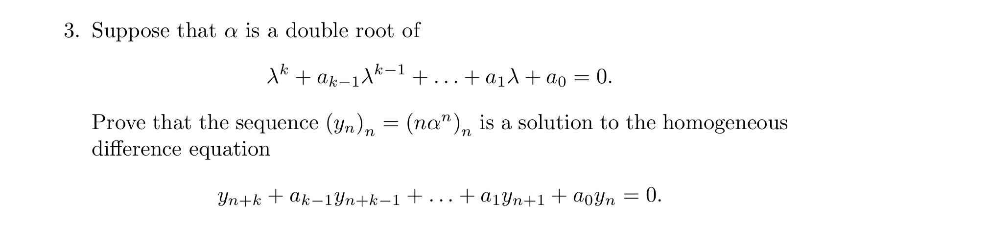 Suppose that α ﻿is a double root | Chegg.com