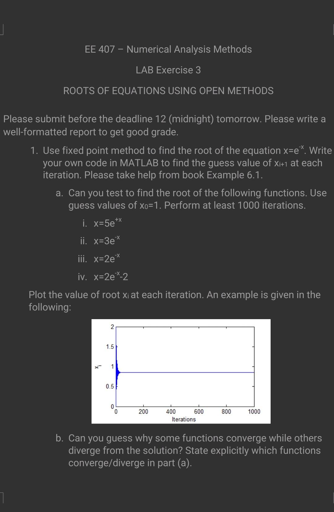 Solved EE 407 – Numerical Analysis Methods LAB Exercise 3 | Chegg.com