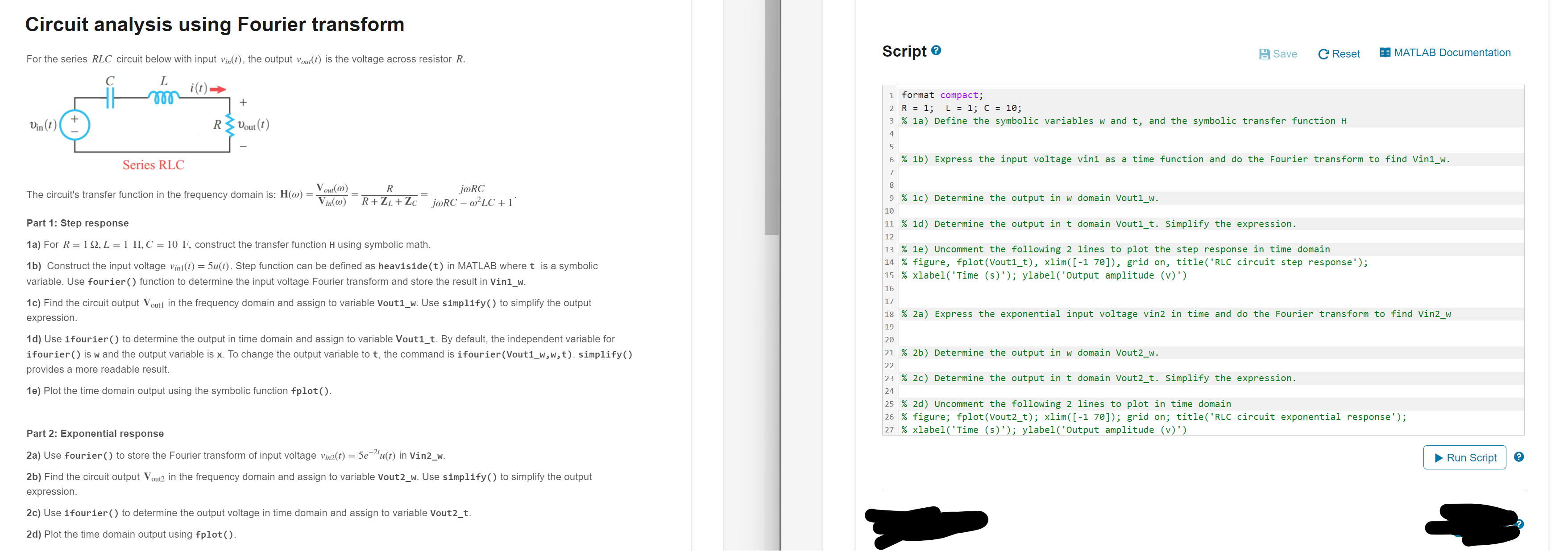 Solved NEED MATLAB CODE FOR CIRCUIT STEP BY STEP PLEASE , | Chegg.com