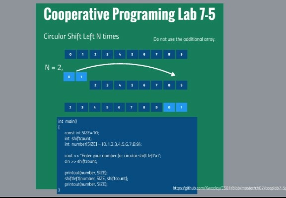 Solved Cooperative Programing Lab 7-5 Circular Shift Left N | Chegg.com