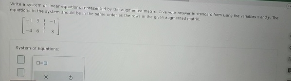 Solved Write a system of linear equations represented by the | Chegg.com
