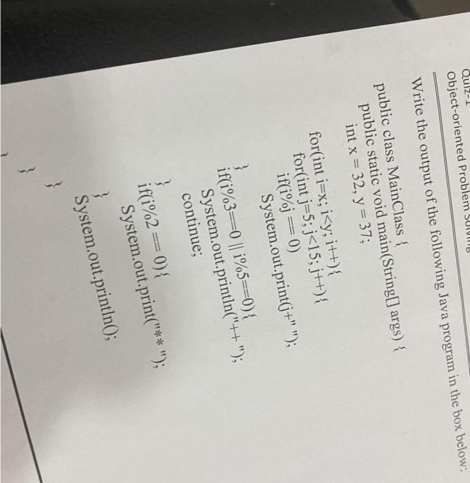 Solved Quiz-1 Object-oriented Problem Surumb Write the | Chegg.com