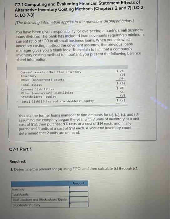 Solved C7-1 Computing and Evaluating Financial Statement | Chegg.com