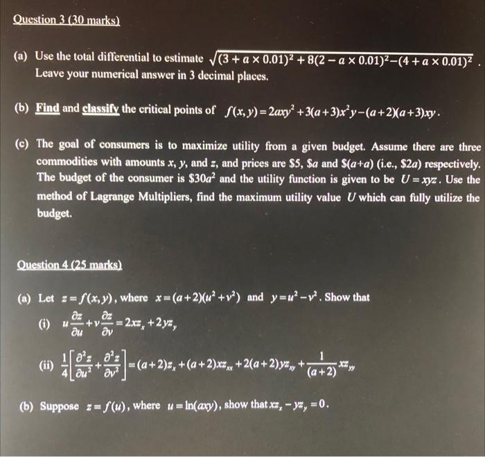 Solved (a) Use the total differential to estimate | Chegg.com