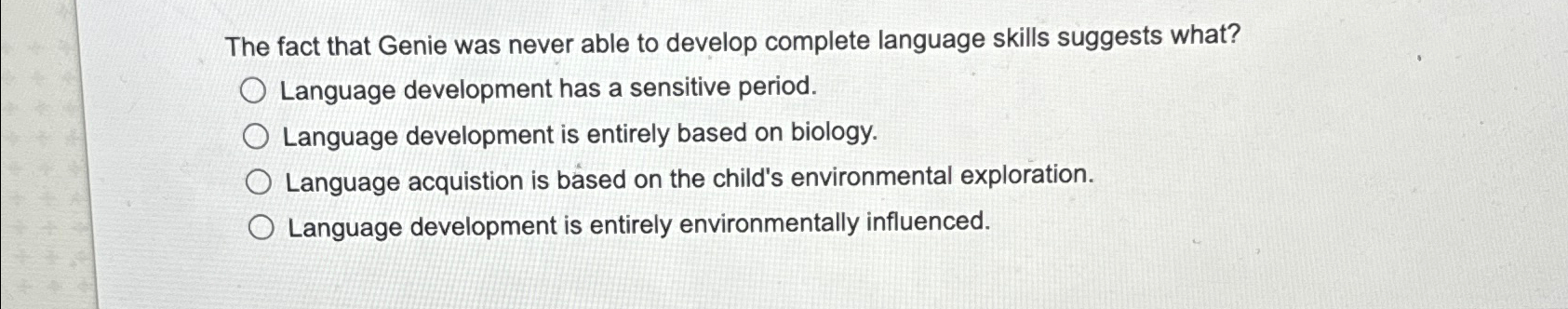 Solved The fact that Genie was never able to develop | Chegg.com