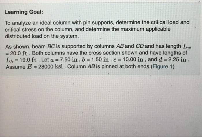 Solved Learning Goal: To analyze an ideal column with pin | Chegg.com