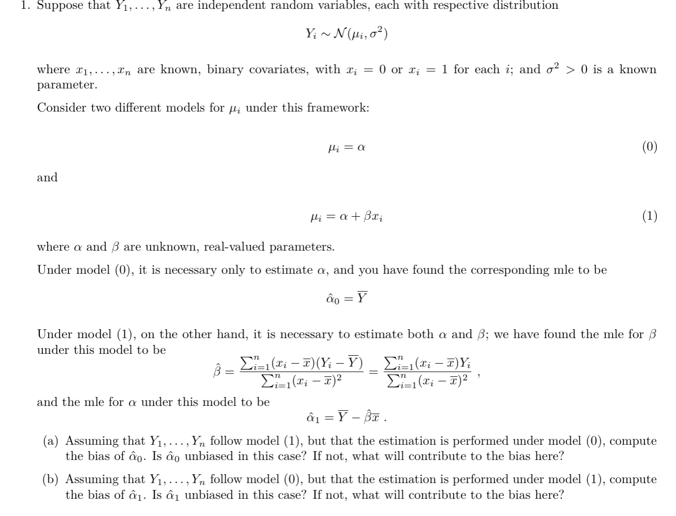 Solved Suppose that Y1,dots,Yn ﻿are independent random | Chegg.com