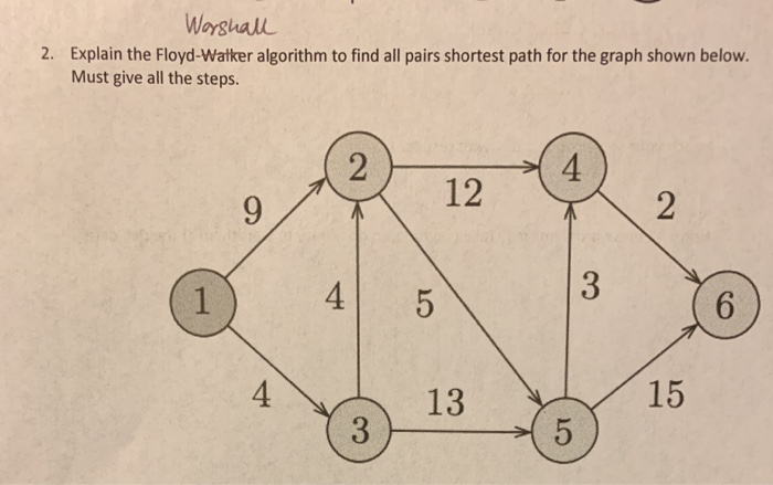 Solved: Warshall 2. Explain the Floyd-Walker algorithm to Solved: Warshall 2. Explain the Floyd-Walker algorithm to