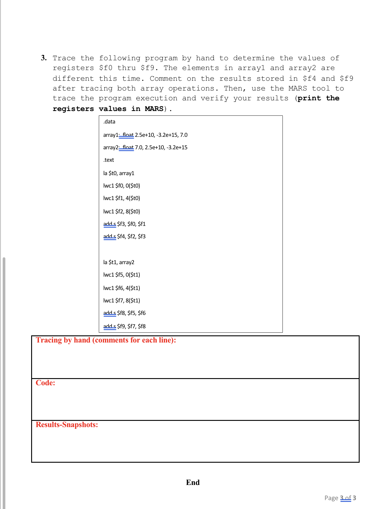 Solved Trace the following program by hand to determine the | Chegg.com