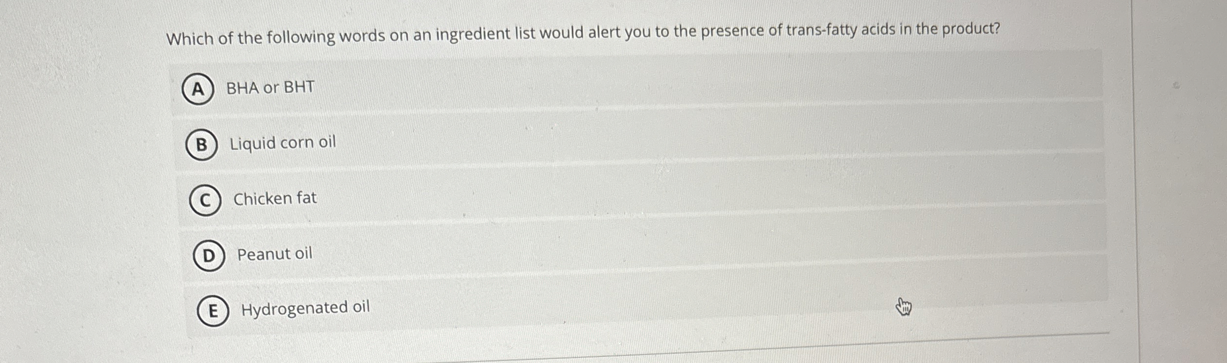 Solved Which of the following words on an ingredient list | Chegg.com