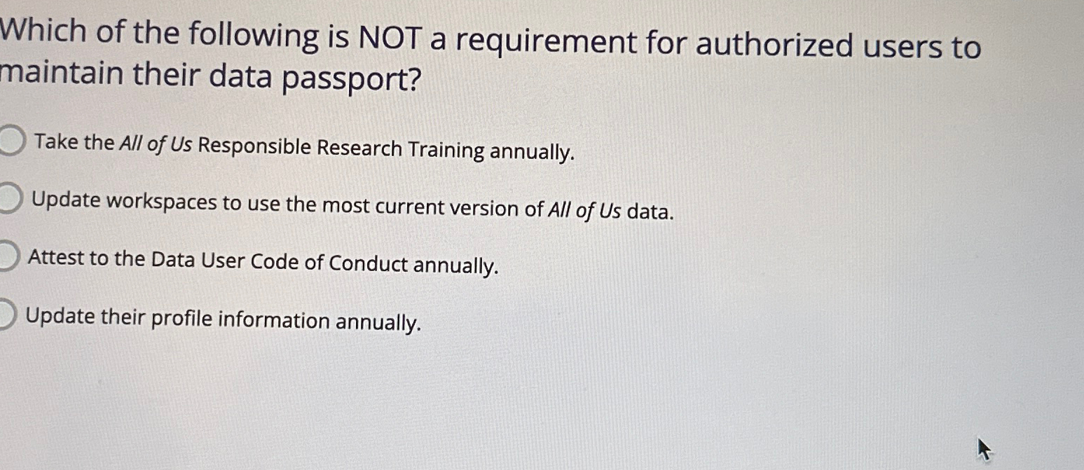 Solved Which of the following is NOT a requirement for | Chegg.com
