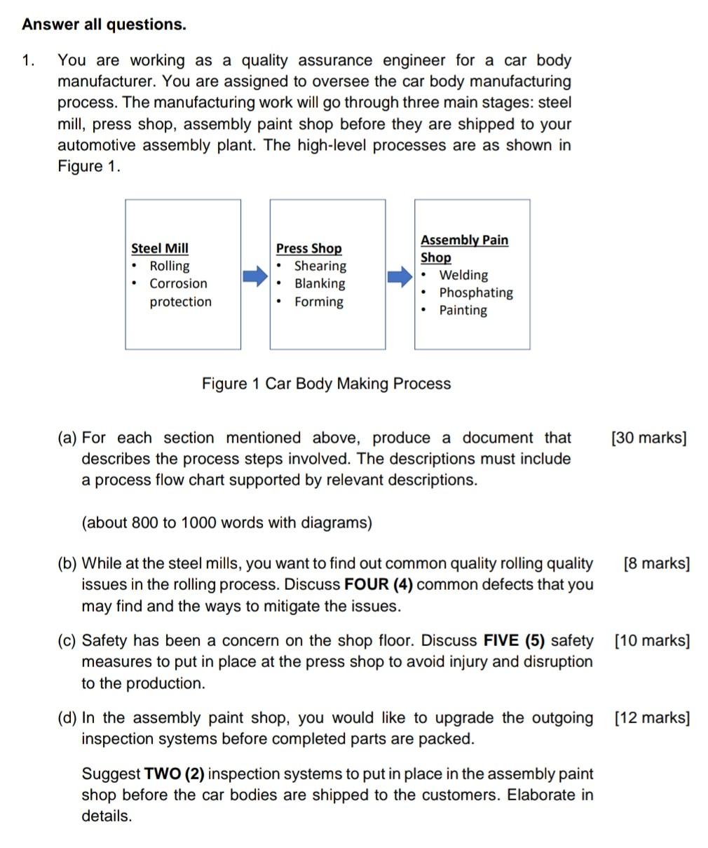 Solved Answer all questions. 1. You are working as a quality | Chegg.com