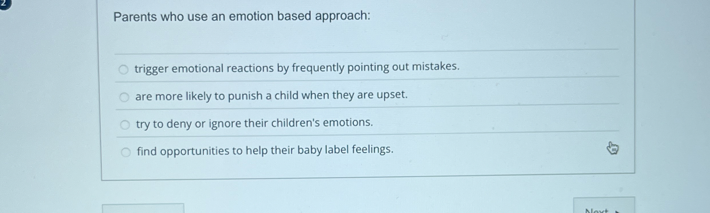 Solved eParents who use an emotion based approach:trigger | Chegg.com