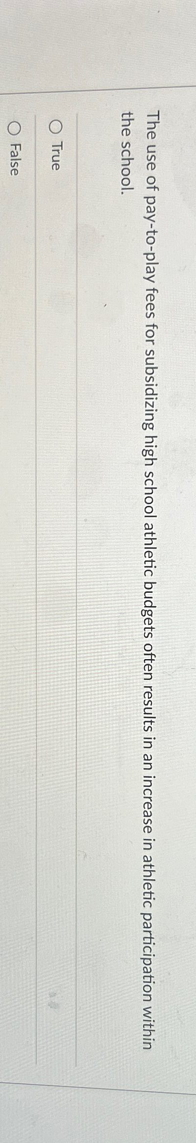 Solved The use of pay-to-play fees for subsidizing high | Chegg.com