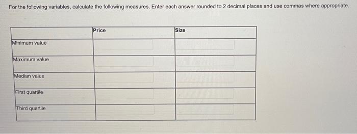Solved For the following variables, calculate the | Chegg.com