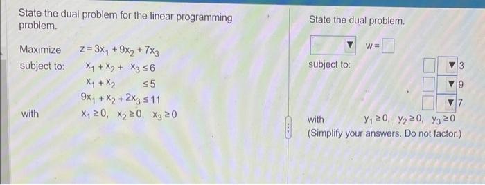 Solved State the dual problem for the linear programming | Chegg.com