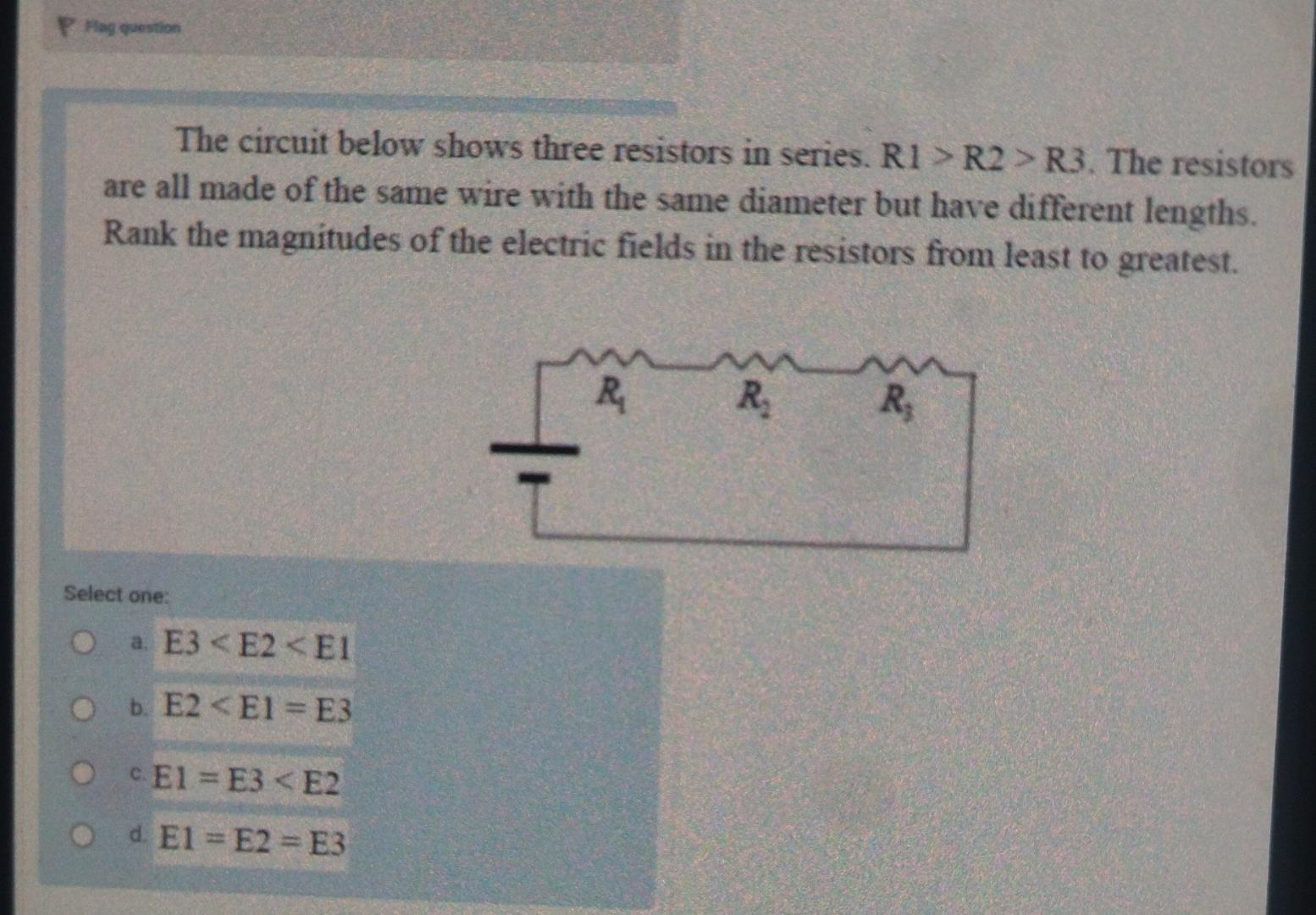 Solved The circuit below shows three resistors in series. | Chegg.com