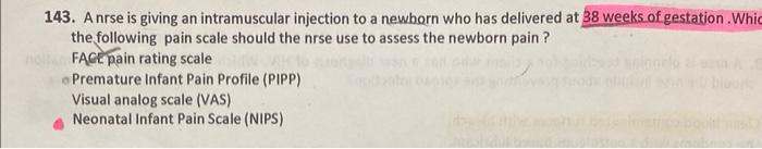 Solved 143. Anrse is giving an intramuscular injection to a | Chegg.com