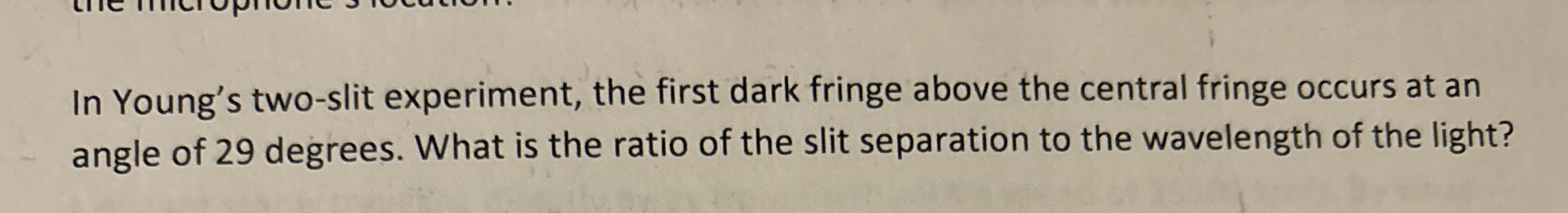 Solved In Young's two-slit experiment, the first dark fringe | Chegg.com