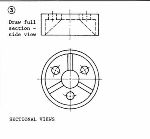 Solved 0 Complete front view - half section Draw full | Chegg.com